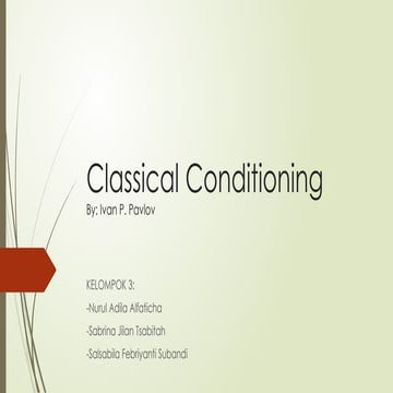 Classical Conditioning Theory by Ivan Pavlov | PPTX