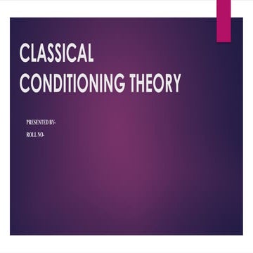 Classical Conditioning Theory of Learning | PPTX