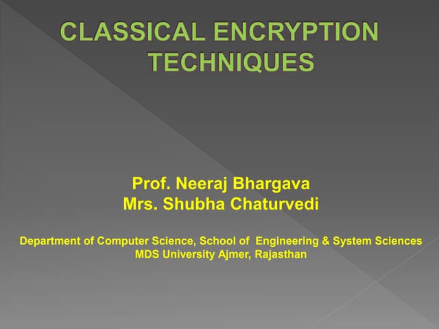 Classical encryption techniques | PPT Classical encryption techniques | PPT