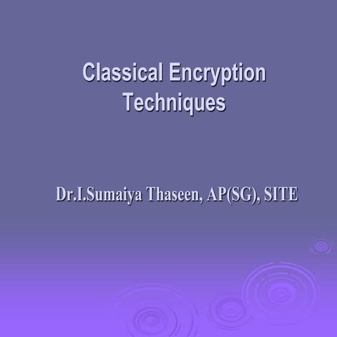 Classicalencryptiontechniquesppt Information And Network Security Computing