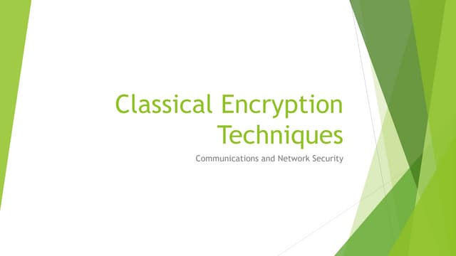 Classicalencryptiontechniquescryppptx Programming Languages Computing