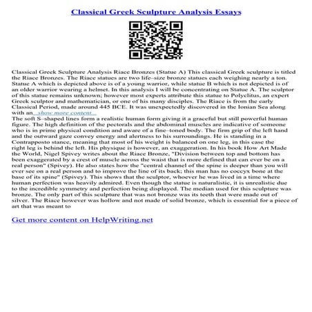 Classical Greek Sculpture Analysis Essays | PDF