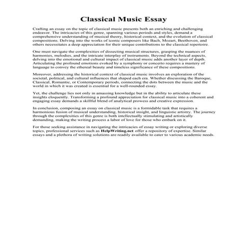 Classical Music Essay. 011 Music Essays Essay Example College On ...
