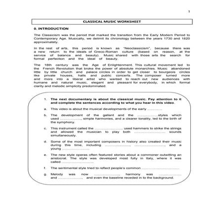 Classical Music Worksheet Music Printable Worksheets