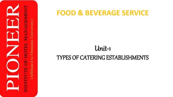 TYPES OF FOODS SERVED IN HOTELS | PPT