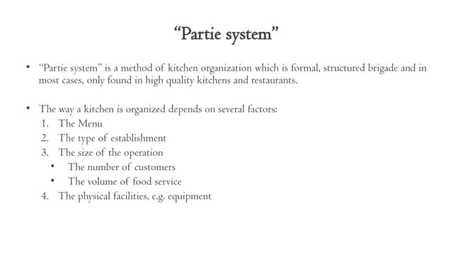 Chapter 1 the classic kitchen brigade | PPTX