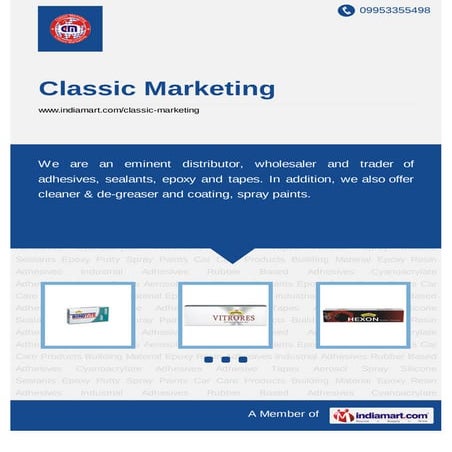 Classic Marketing, Mumbai, Industrial Adhesives | PDF