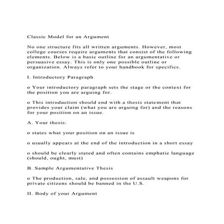 Classic Model for an ArgumentNo one structure fits all writt.docx