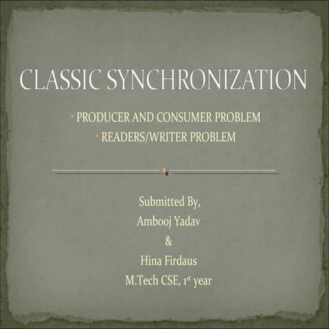 Operating System 25 Classical Problems Of Synchronization