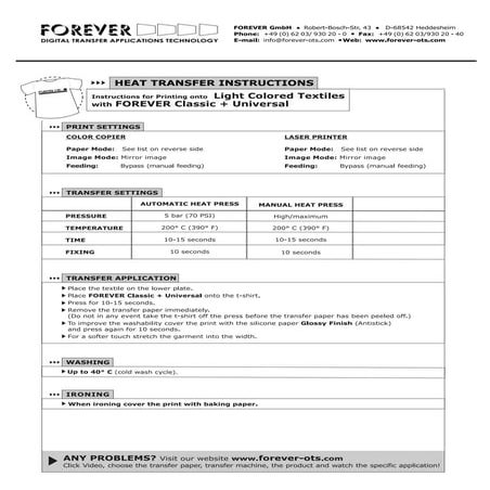 Forever Classic+Universal for textiles | PDF