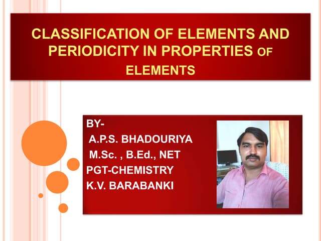 Chapter - 5, Periodic Classification of Elements, Science, Class 10 | PDF