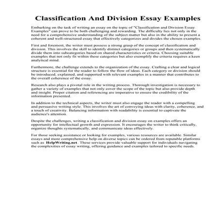 Classification And Division Essay Examples.pdf