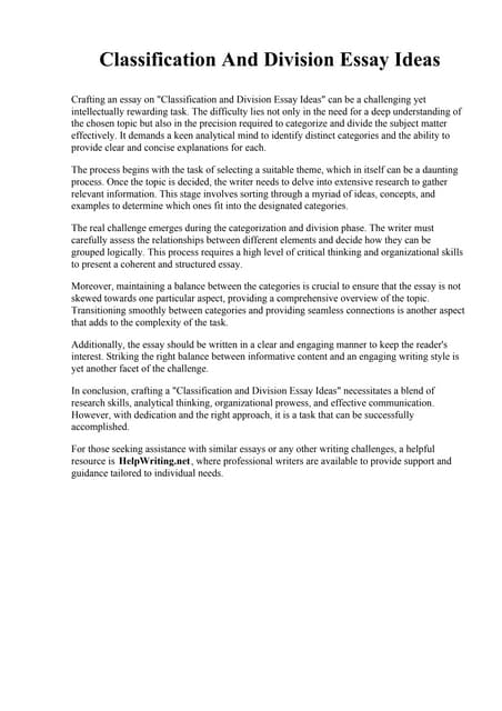 Classification And Division Essay Sample.pdf