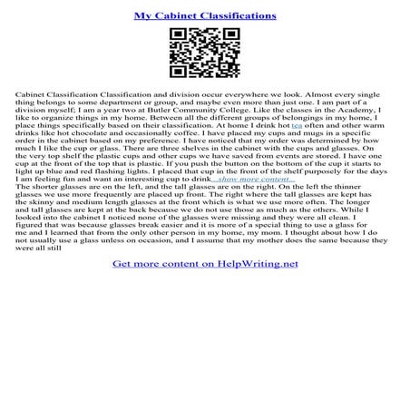 Classification And Division Essay Sample | PDF