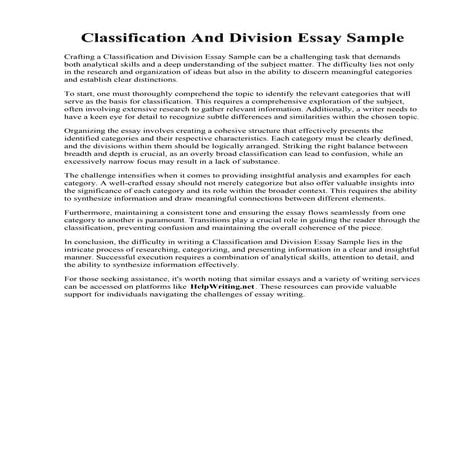 Classification And Division Essay Sample.pdf