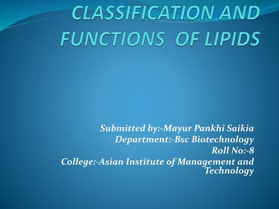 Lipids properties, classification, function | PPTX | Chemistry | Science