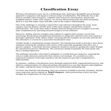 Classification Essay. Classification essay: outline, format, structure ...