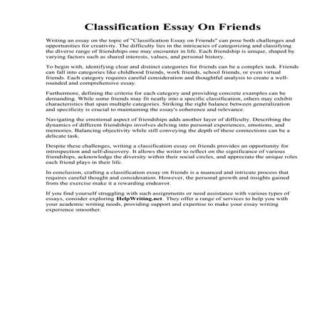 Classification Essay On Friends.pdf