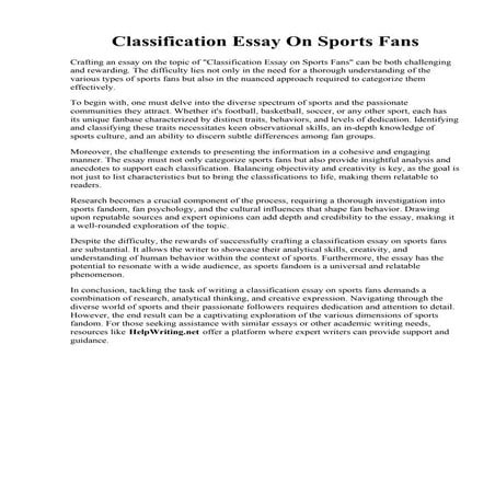 Classification Essay On Sports Fans.pdf