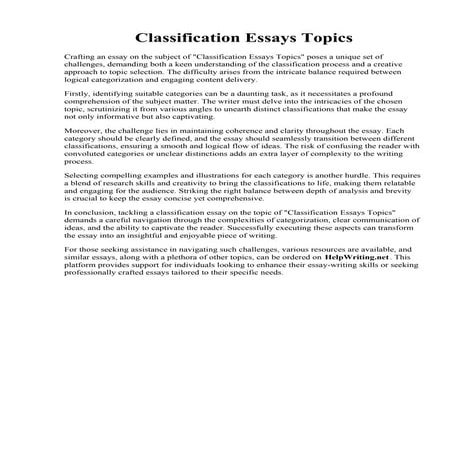 Classification Essays Topics.pdf | Credit Cards | Personal Debt