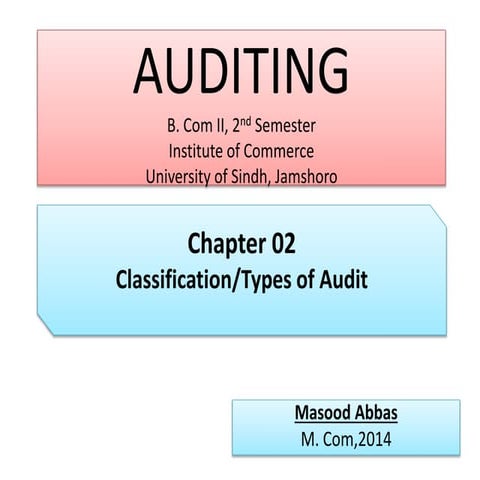 Classification Of Audit Pptx Business Accounting And Finance Business