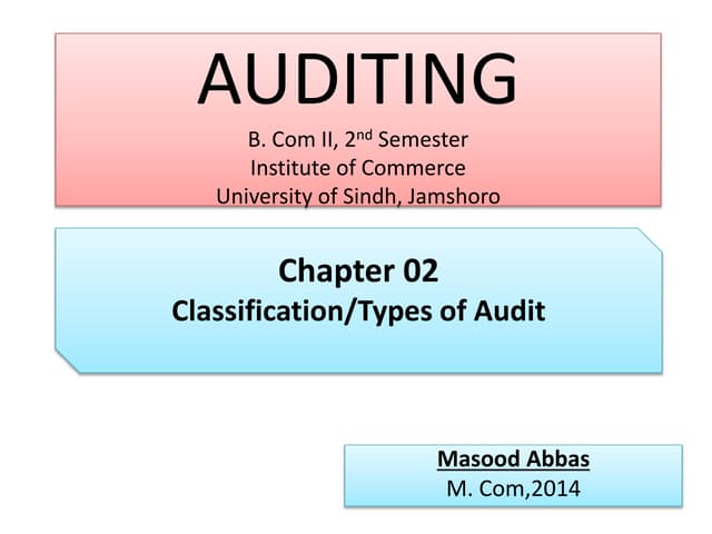 Classification Of Audit Pptx Business Accounting And Finance Business