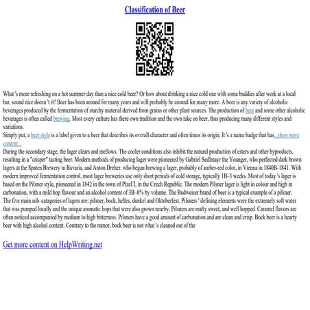 Classification Of Beer | PDF