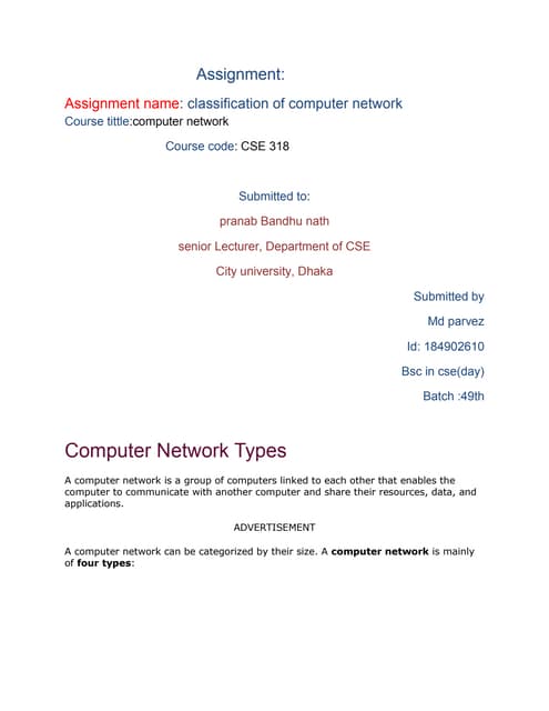 types of computer networks | PPT