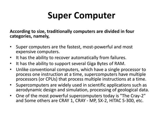 Classification of Computer according to their size | PPTX | Desktops | Computing