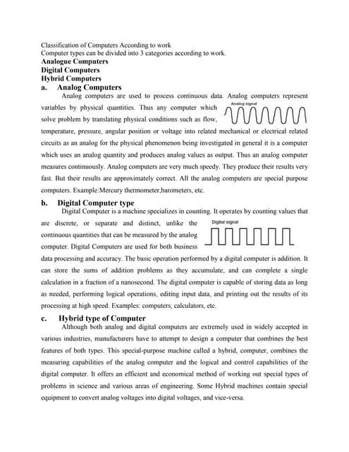 118 Types Of Computer And 1181 Classification Of Computers On The