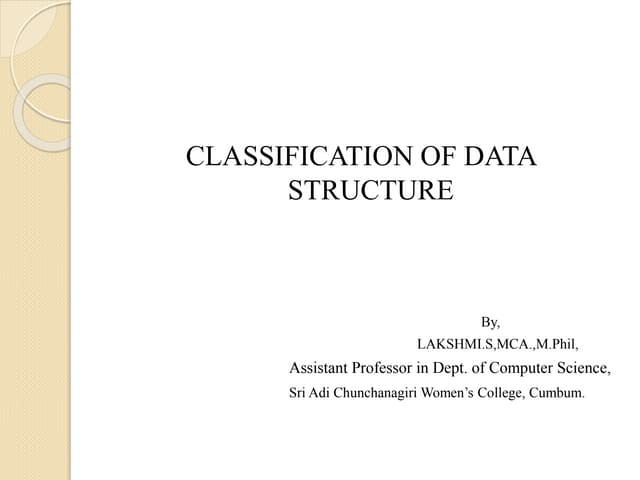 Classification Of Datastructureppt 7682