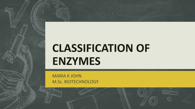 Classification and nomenclature of enzymes | PPT