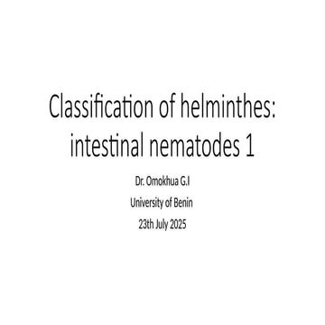 Classification of helminthes slide presentation | PPTX