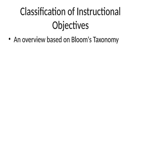 Comprehensive Guide to Classification of Instructional Objectives with ...