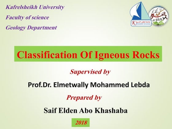 Classifications of igneous rocks | PPTX