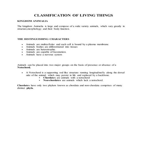 Classification of living things | DOCX