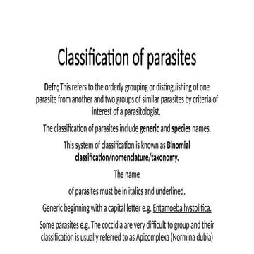 Classification of parasites.pptx health t | PPTX