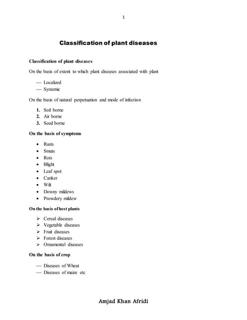 Classification of plant disease | PPTX | Infectious Diseases | Diseases and Conditions