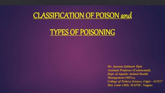 Classification of poisons and its mode of action | PPTX | Digestive ...