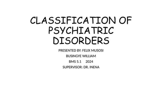 Classification of mental disorder | PPSX