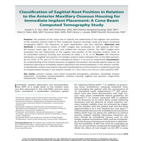 Classification of sagittal root position in relation to the anterior ...