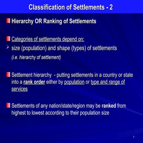 Classification of Human Settlements presentation | PPT