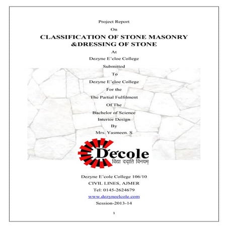 Classification of stone masonry(interior design student work) | PDF