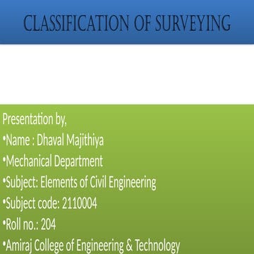Classification Of Surveying used to measure land | PPTX