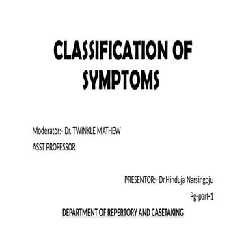 Classification of symptoms -Homoeopathy . | PPTX