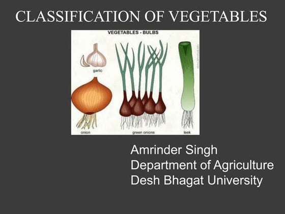Classifications of Vegetables.pptx | Vegetarian Diets | Food & Drink