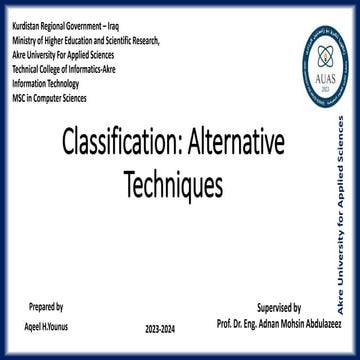 Classification: Alternative Techniques and Nearest Neighbor Classifiers | PPTX