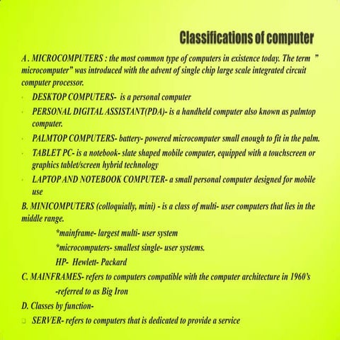 Classifications of computer | PPT
