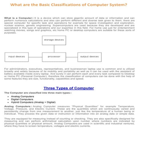 Classifications of computer | PDF