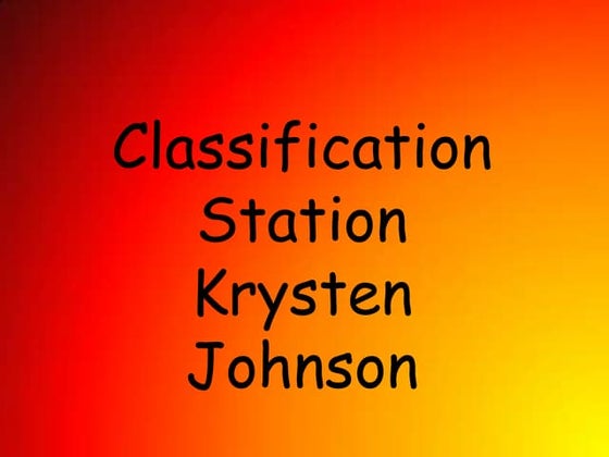 Miller's Classification Station | PPT